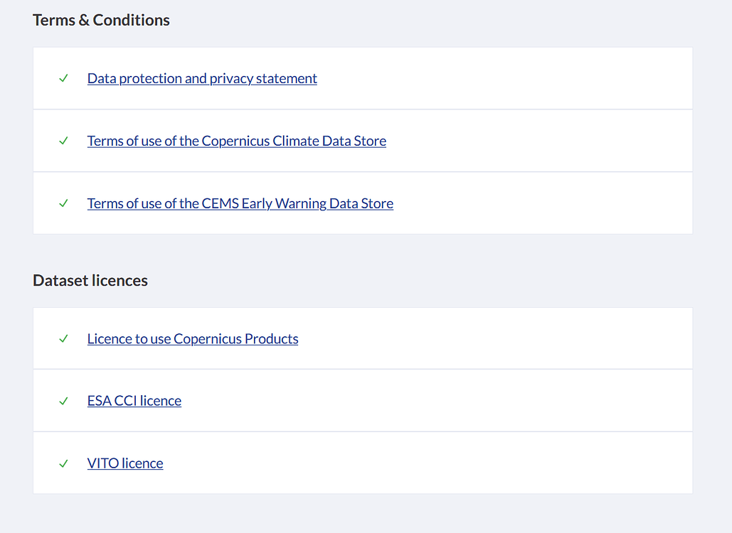 Required licences not accepted; - Datasets and Usage - Forum